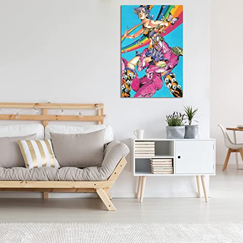 KGARB Jjba Poster JoJos Bizarre Adventure Poster Jolyne Cujoh Canvas Wall Art Print Picture for Office Room Decor Gift 16" x 24" Unframed