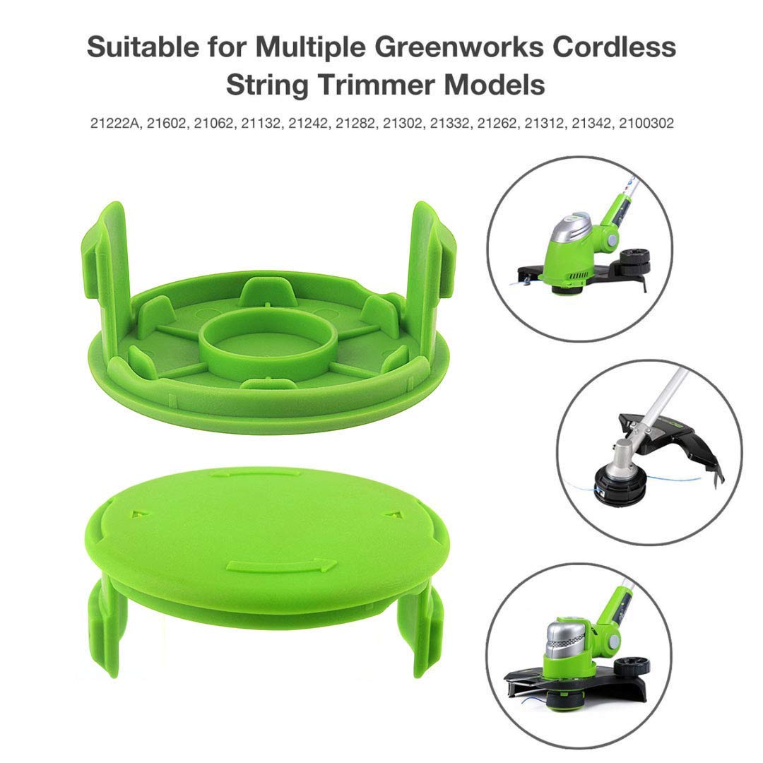 THTEN Trimmer Replacement Spools Cap Covers Compatible with Greenworks 21332 21342 24 Volt 40V 80V Cordless Weed Eater with 3411546A-6 Cap Covers Parts Auto-Feed String Edger 16ft 0.065β 2925