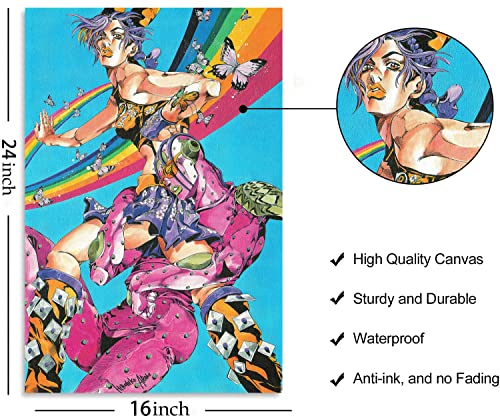 KGARB Jjba Poster JoJos Bizarre Adventure Poster Jolyne Cujoh Canvas Wall Art Print Picture for Office Room Decor Gift 16" x 24" Unframed