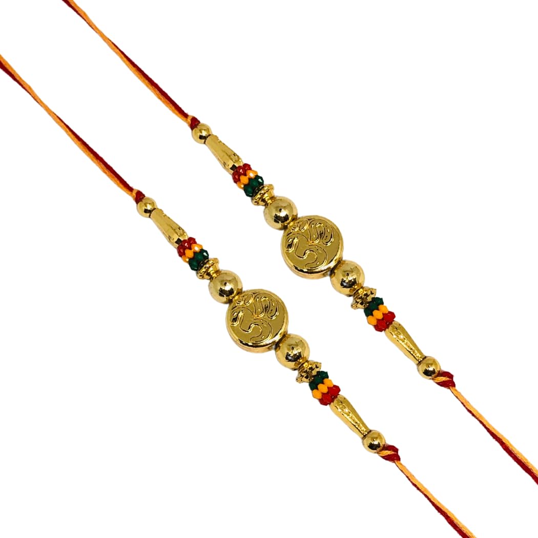 WhopperIndia Set of Two Rakhi, Om Design Rakhi Thread, Raksha bandhan Gift for Your Brother, Color Vary and Multi Design
