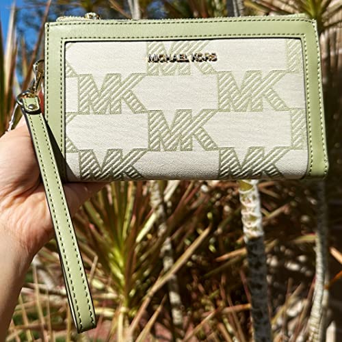 Michael Kors Jet Set Travel Double Zip Phone Wristlet Wallet Light Sage Green