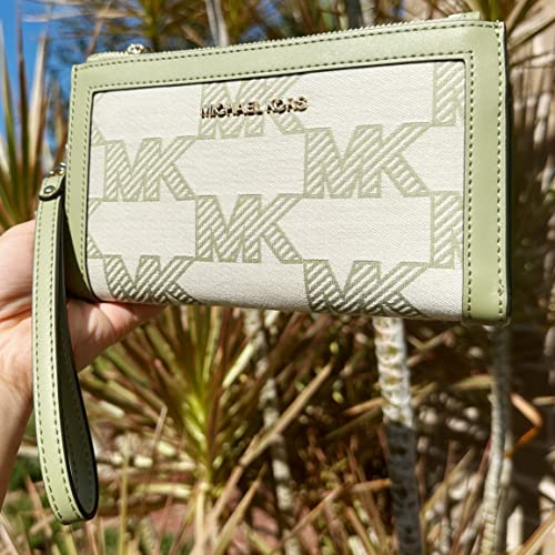 Michael Kors Jet Set Travel Double Zip Phone Wristlet Wallet Light Sage Green