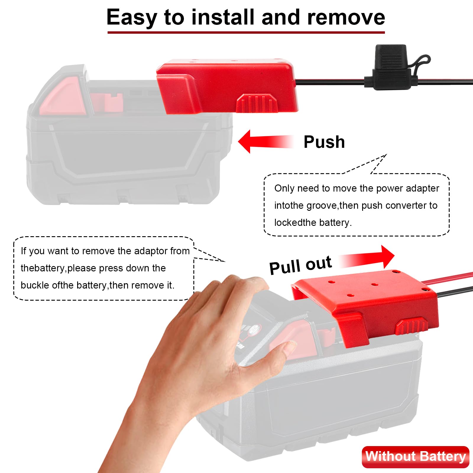 18V to 12V Step Down Converter Aadpter Compatible with Milwaukee M18 Batteries, DC 12 Voltage Battery Power Adapter, 15A 180W Buck Converter Regulator
