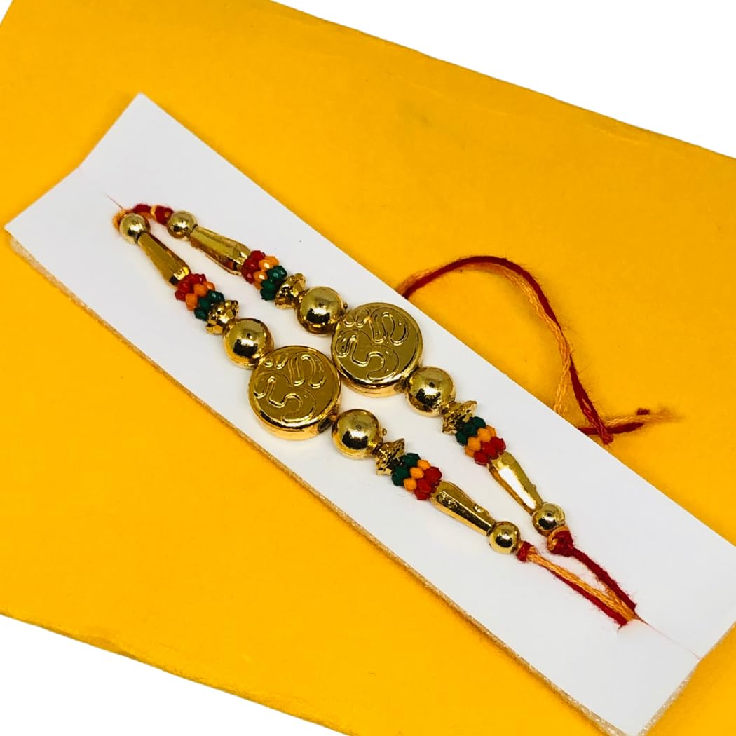 WhopperIndia Set of Two Rakhi, Om Design Rakhi Thread, Raksha bandhan Gift for Your Brother, Color Vary and Multi Design