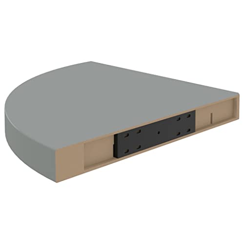 Natulvd Corner Floating Shelves, Φ13.8 Wall Shelf Set of 2, Shelves for Wall Decor, Wall Mount Display Shelf with Invisible Brackets for Bathroom Bedroom Kitchen Garage - Grey