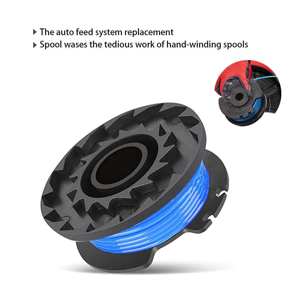 29252 29092 String Trimmer Replacement Spool 16ft 0.065" for Greenworks 21332 21342 2100302 24Volt 40V 80V Cordless Trimmer, 7-Pack (6-Line Spool + 1 Cap)