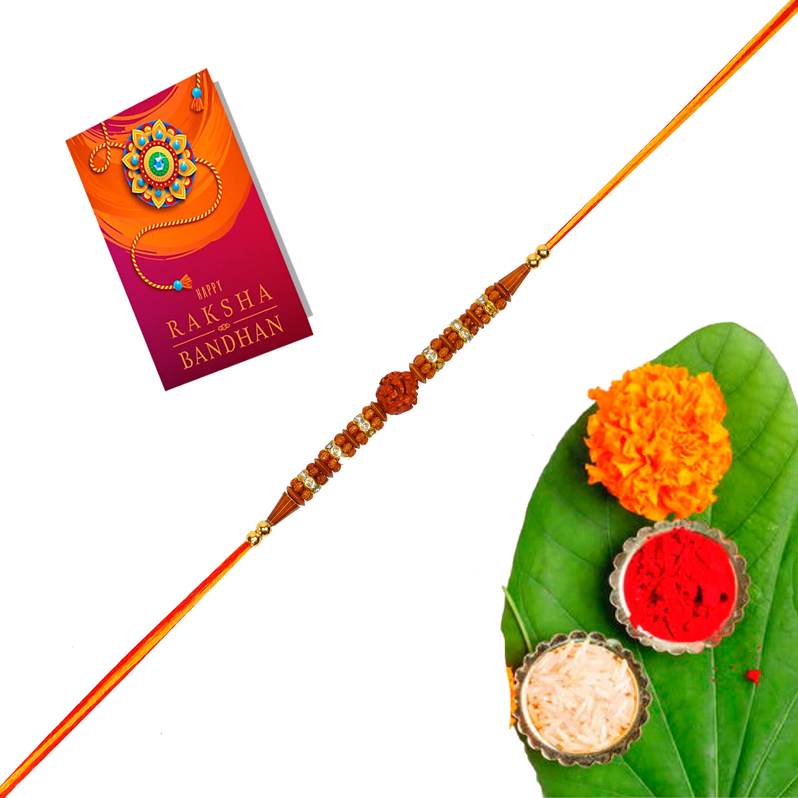 RAKHI MELA for Brother / bracelet Designer Raksha bandhan Rudraksha Indian Gift Set 303