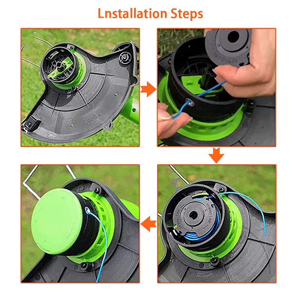 29252 29092 String Trimmer Replacement Spool 16ft 0.065" for Greenworks 21332 21342 2100302 24Volt 40V 80V Cordless Trimmer, 7-Pack (6-Line Spool + 1 Cap)