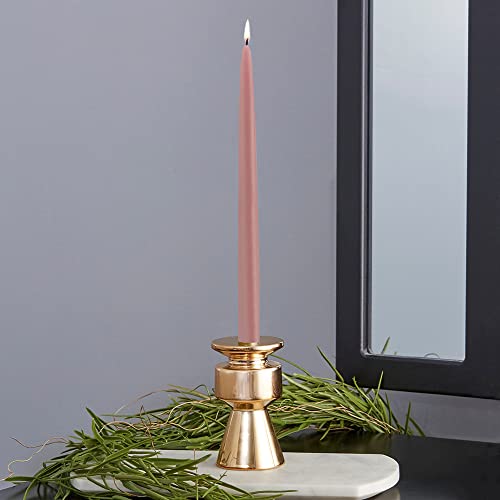 Root Candles 12-Count Unscented Taper Candles Smooth Hand-Dipped Dripless Beeswax Blend Dinner Candles, 12-Inch, Dusty Rose