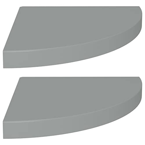 Natulvd Corner Floating Shelves, Φ13.8 Wall Shelf Set of 2, Shelves for Wall Decor, Wall Mount Display Shelf with Invisible Brackets for Bathroom Bedroom Kitchen Garage - Grey