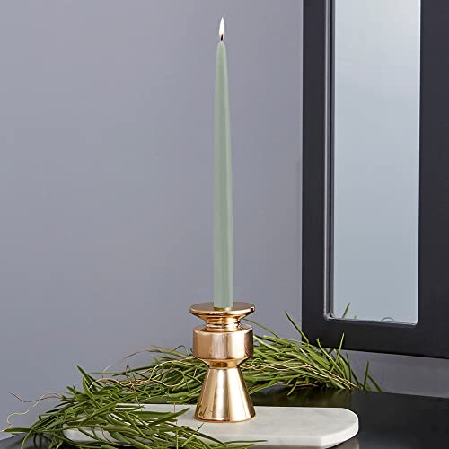 Root Candles 12-Count Unscented Taper Candles Smooth Hand-Dipped Dripless Beeswax Blend Dinner Candles, 12-Inch, Sage Green