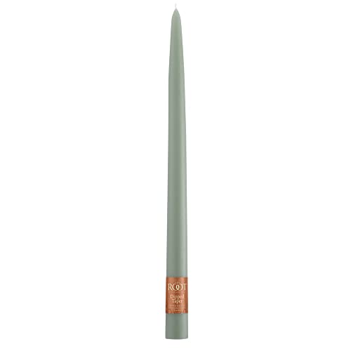 Root Candles 12-Count Unscented Taper Candles Smooth Hand-Dipped Dripless Beeswax Blend Dinner Candles, 12-Inch, Sage Green