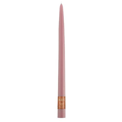 Root Candles 12-Count Unscented Taper Candles Smooth Hand-Dipped Dripless Beeswax Blend Dinner Candles, 12-Inch, Dusty Rose