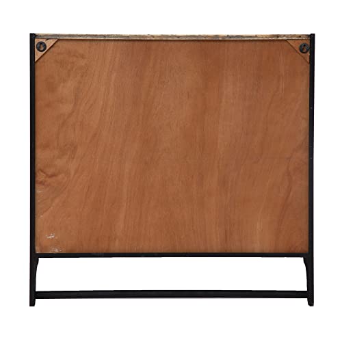 Creative Co-Op Modern Farmhouse Wood 3 Shelves and Hanging Rod, Black and Natural Wall Shelf