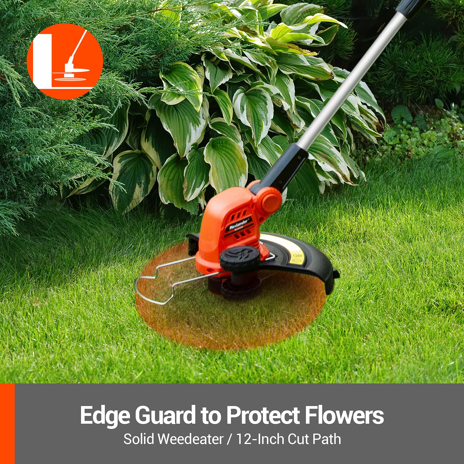 MAXLANDER 12 Inch 20V Cordless String Trimmer, 2 PCS 2.0Ah Battery Weed Wacker/Edger, 1 Quick Charger,6 PCS Replacement Spool Trimmer Lines, Length Adjustable, Powerful Lightweight Grass Trimmer