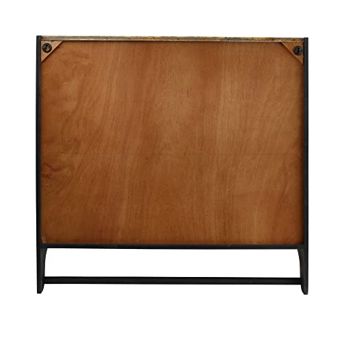 Creative Co-Op Modern Farmhouse Wood 3 Shelves and Hanging Rod, Black and Natural Wall Shelf