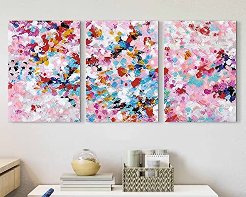 Canvas Wall Art Pink Painting Abstract Paintings Floral Pictures for Bedroom Wall Decor Framed for Living Room Office 12"x16"x3