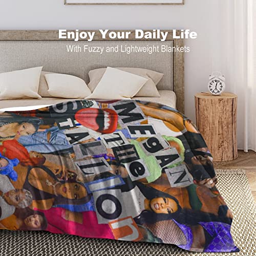 Rwillppycfei Funny American Rapper Singer Megan and & Thee Or/Stallion Throw Blanket, Flannel Fleece Blankets and Throws for Bed, Wearable Air Condition Blanket 40"x50"