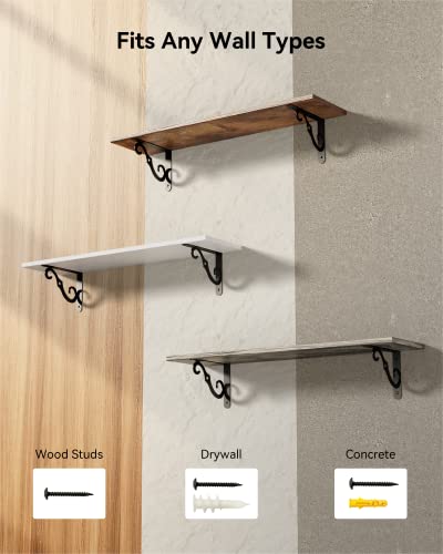 MUXX.STIL Long Wall Shelves, 31.5 Inch Large Floating Shelves for Home Decor Set of 2, Wide Wall Mounted Shelves with Brackets for Bedroom, Living Room, Kitchen, Bathroom and Plants, Rustic Brown