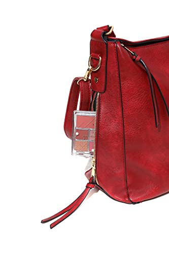 MIRRORLET Women’s Long Handle Bag (RED) with three ZIPPERED POCKETS. Tote bag, Shoulder bag for working and informal activities. (Environmentally friendly non leather from animals’ skin).