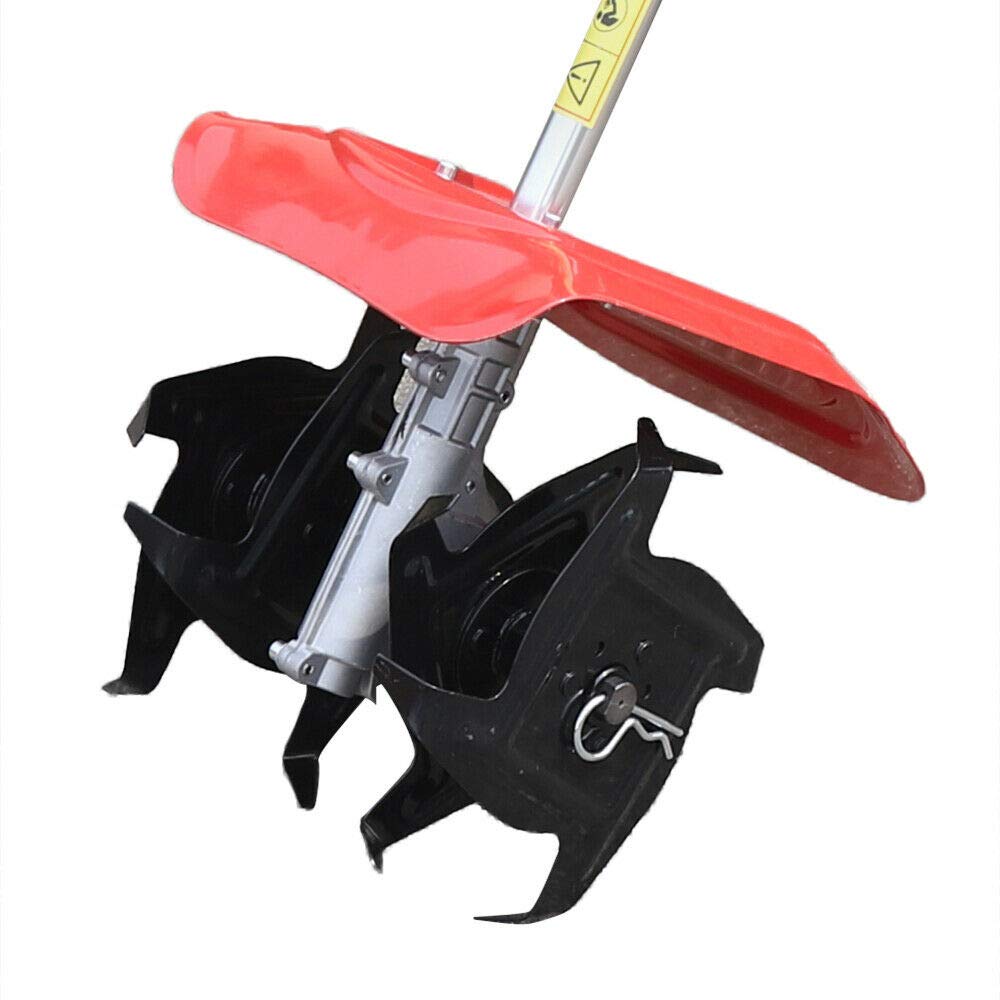 2-Stroke Garden Tiller Gas Powered Cultivators Single Cylinder Cordless Tiller Electric Handheld Garden Weeder Weeding Machine Gasoline for Cutting Grass Wheat Tea Tree 42.7CC