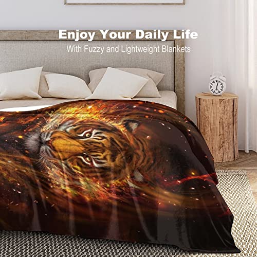 Fire Tiger Flannel Fleece Throw Blanket Soft Warm Lightweight Fuzzy Plush Blankets for Bed Couch Sofa 40"x50"