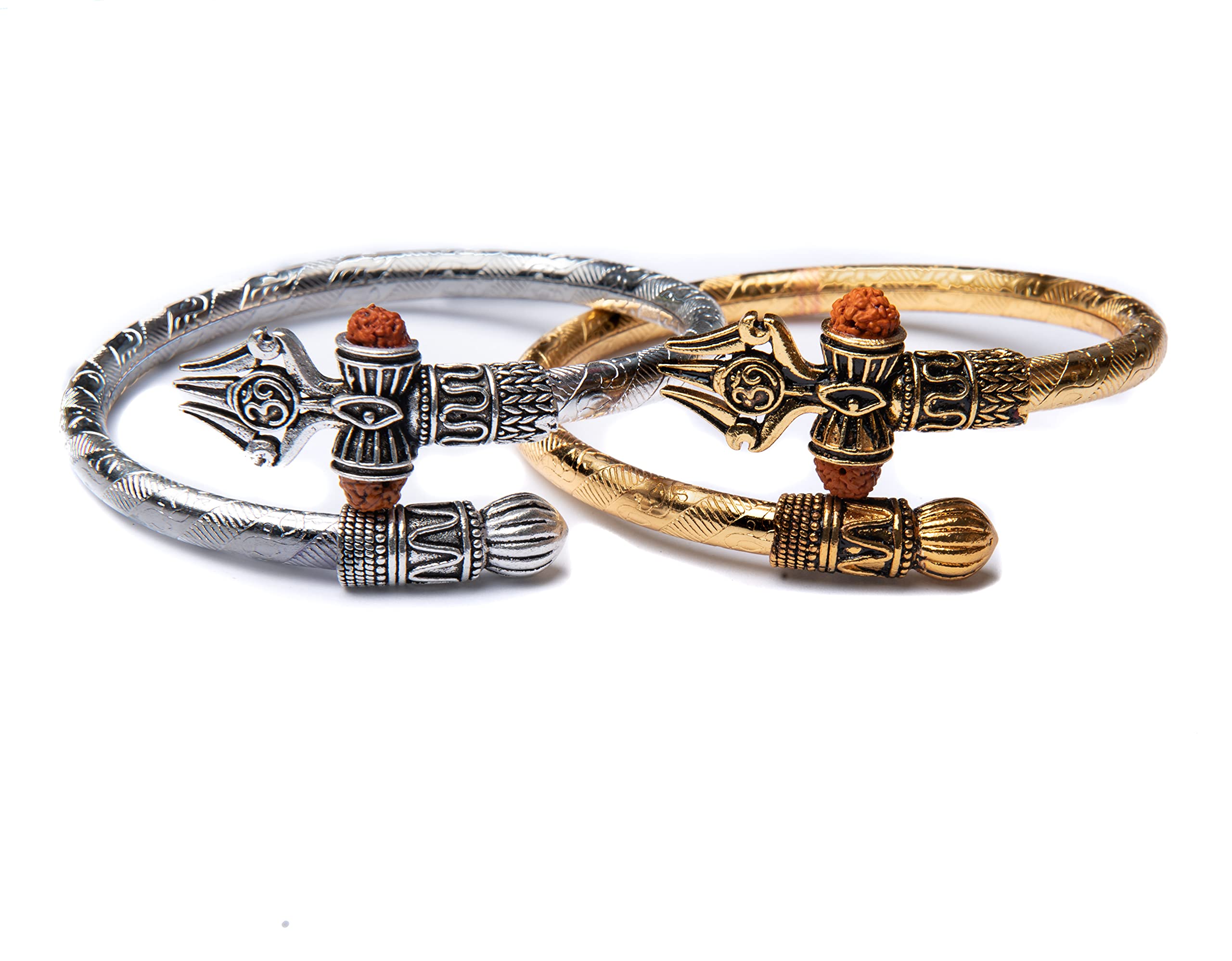 Wonder Care WC Shiv Bracelet Cuff Kada for men| Lord Shiva Bahubali Brass Bracelet for men| Religious Brass Shiv kada | Free size Bracelet For Mahashivratri | Mahadev Bracelet Pack of 2