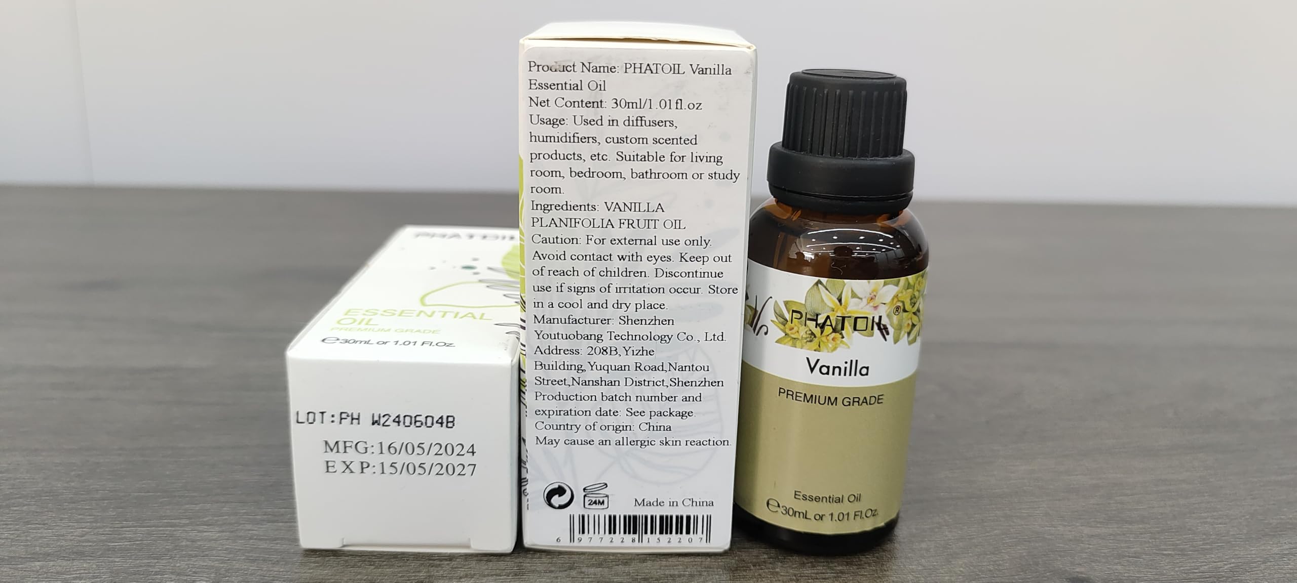 Vanilla Essential Oil, 1.01Fl.Oz (30ML) PHATOIL Pure Essential Oil Singles for Aromatherapy Diffusers, Humidifiers, Great for DIY Candle and Soap Making, Gift for Friend