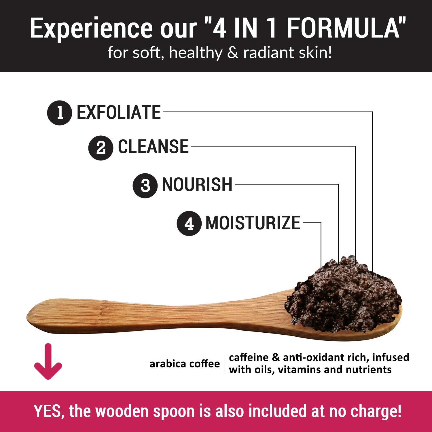 pureSCRUBS Premium Organic Arabica Coffee Body Scrub Set - VANILLA BLEND Large 16oz Anti Cellulite Scrub With Essential Oils & Nutrients + FREE Wooden Spoon, Loofah & Mini Organic Exfoliating Bar Soap