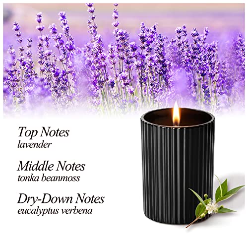 Lavender Candle for Home Scented: Vanilla Soy Candle Gift Set for Men Women 100% Natural Cotton Wicks 6.3 Oz 36 Hours Long Burning,Black Large Jars Eucalyptus Aromatherapy Candle Home Birthday Decor