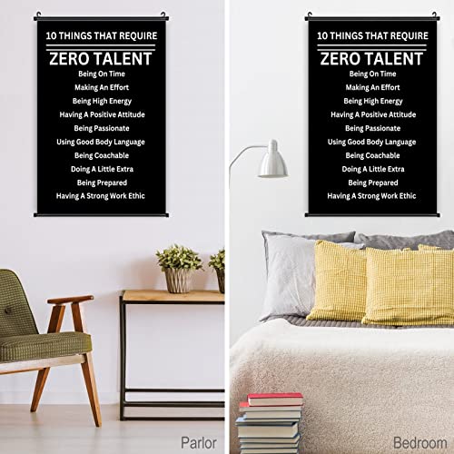 Motivational Poster Wall Scroll 10 Things That Require Zero Talent Quotes Hanging Artwork Painting Inspirational Art Canvas Print for Home Living Room Bedroom Office Classroom Decor 16" X 24"