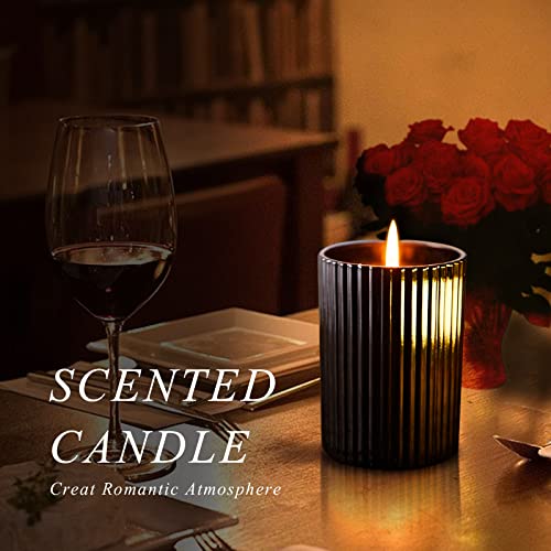 Lavender Candle for Home Scented: Vanilla Soy Candle Gift Set for Men Women 100% Natural Cotton Wicks 6.3 Oz 36 Hours Long Burning,Black Large Jars Eucalyptus Aromatherapy Candle Home Birthday Decor