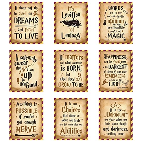 CBweidiu 9PCS Magical Wizard Wall Decor, Magic Wizard Wall Art for Home Decoration, Vintage Wizard Wall Poster Decoration, Wizard Prints for Party Decoration, 8x10 Unframed Magic Wizard Art Prints