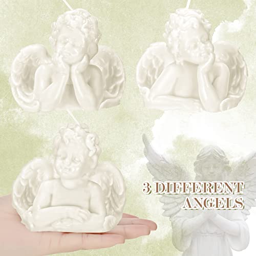 3 Pcs 3 Styles Angel Candle Shaped Candle Soy Wax Scented Candle Cute Decorative Candles Handmade Aesthetic Candle for Bedroom Bathroom Wedding Home Decor