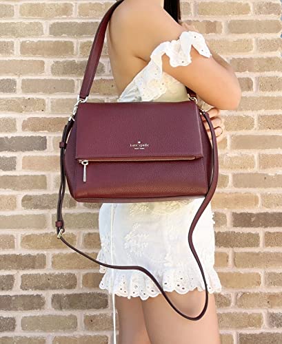 Kate Spade Leila Medium Pebbled Leather Flap Shoulder Bag In Cherrywood