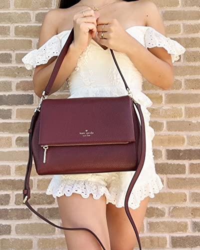 Kate Spade Leila Medium Pebbled Leather Flap Shoulder Bag In Cherrywood