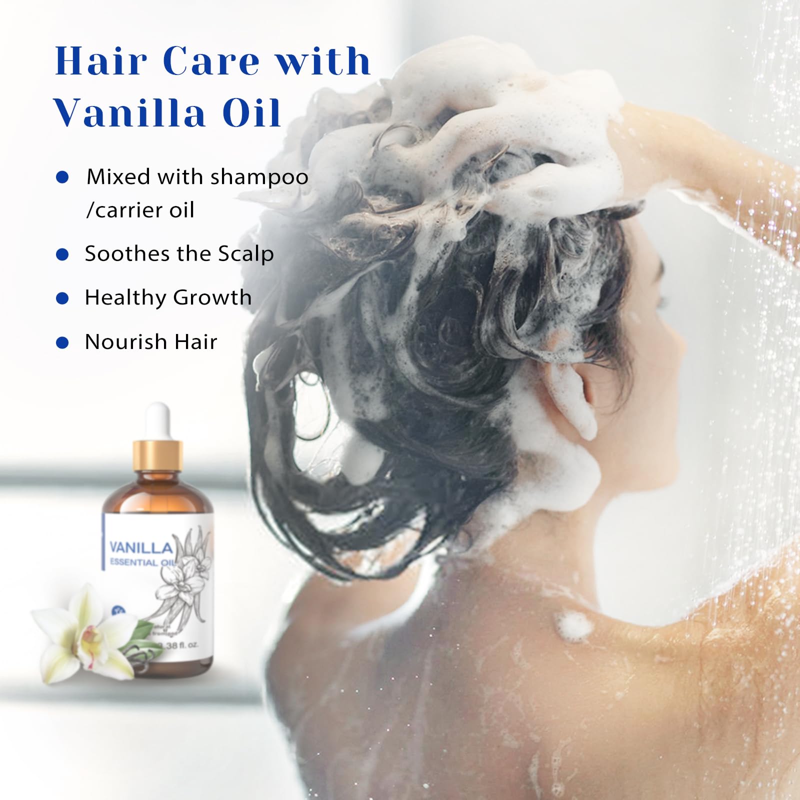 HIQILI Vanilla Essential Oil, Undiluted Natural Strong Fragrance Add in Skin Perfume, Unscented Lotion, Candle Soap Making Scent, Relax at Home with Diffuse Warm Sweet Aroma-100ML