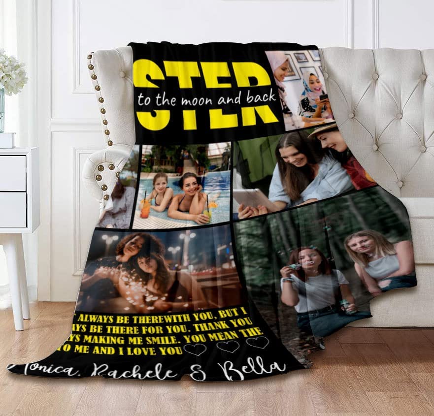 Taka Deal Customized to My Sister Blanket Soft Throw Blanket for Christmas, Birthday, Graduation, Thanksgiving & Christmas Gift. (Sister Blanket 3, 60"X80")