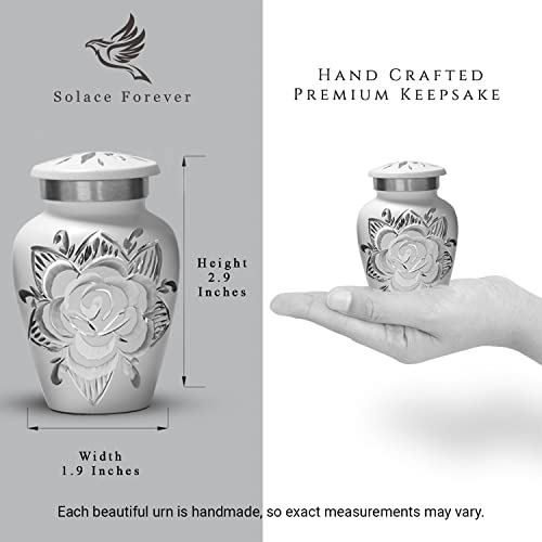 Rose Keepsake Urns for Human Ashes Set of 4 - White Rose Urns with Premium Box & Bags - Honor Your Loved One with Rose Cremation Urns - Small Urns for Ashes Keepsake - Mini Urns for Men & Women