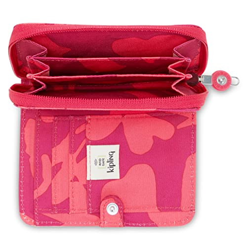 Kipling Women's Money Love, RFID Anti-Hacker Technology, Zip Closure Wallet, Coral Print