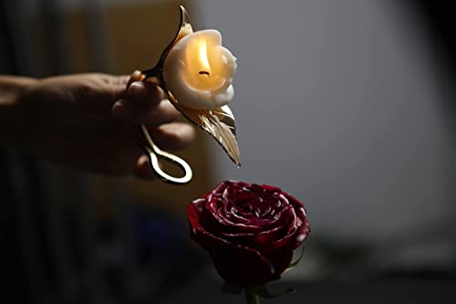 Zestler Bundles Candle Holder Set with 2 Rose Candles in White and red Plus a Stainless Steel Wax Removal Blade