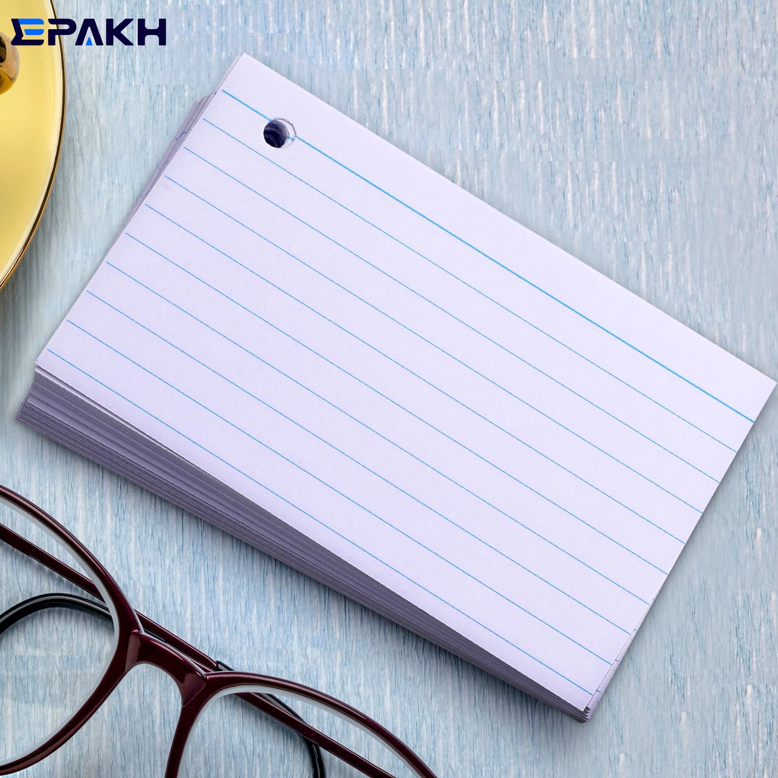 Epakh 300 Pieces Back to School Index Cards 180 GSM Thick Flashcards with Rings Punched Index Flashcards on a Ring Ruled Note Cards for Adults Home(3 x 5 Inch,Light Color)