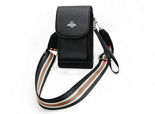 LITOON Cross Body Bags with Touchscreen Cell Phone Purse Window ZipperPocket, RFID Blocking Card Holder for Women (Vertical - Black)
