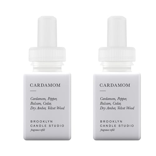 Pura & Brooklyn Candle Studio Home Scent Refill - Smart Home Air Diffuser - Up to 120-Hours of Luxury Fragrance per Vial - Clean & Safe Diffuser Fragrance - 2 Pack, Cardamom