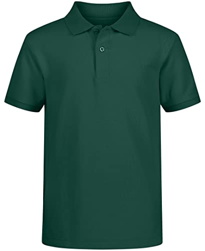 IZOD Boys' School Uniform Short Sleeve Pique Polo, Hunter, 10-12