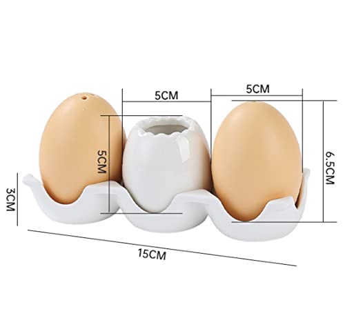 Egg-Shaped Ceramic Spice Shaker Seasoning Dispenser Flavor Ware Toothpick Jar Bottle With Holes, Porcelain Cruets Salt and Pepper Powder Tank with Tray for Barbecue Restaurant Kitchen Household Gift