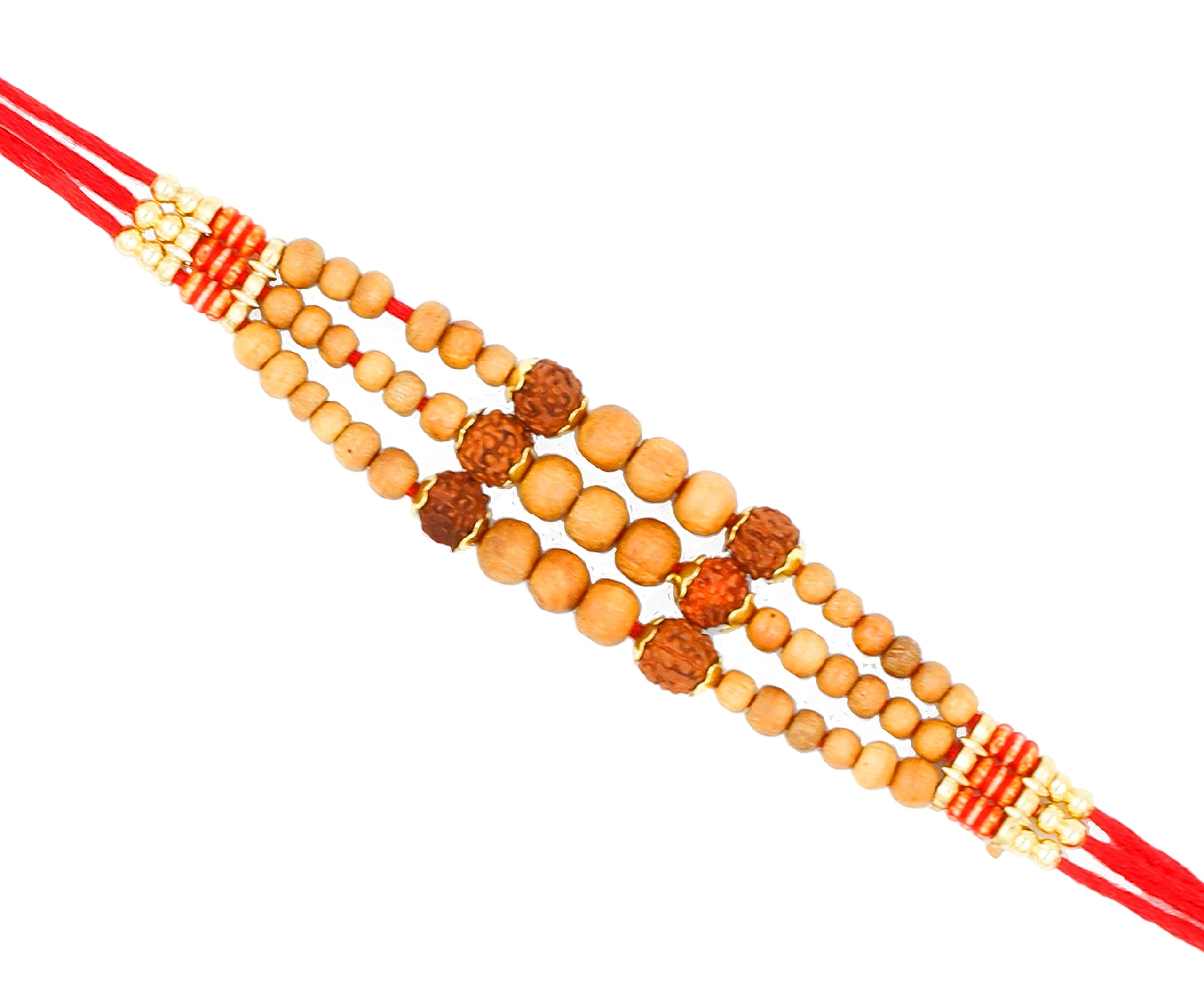 Traditional Three Rudraksh Rakhi for Little Brother Multicolor Beautiful & Fancy Designer Thread Raksha Bandhan Rakhi for Loving Brother Bhai RURAKH0029