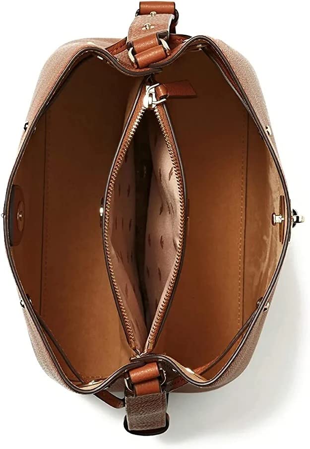 Kate Spade New York Large Marti Leather Bucket Bag Shoulder Bag Crossbody (Gingerbread)
