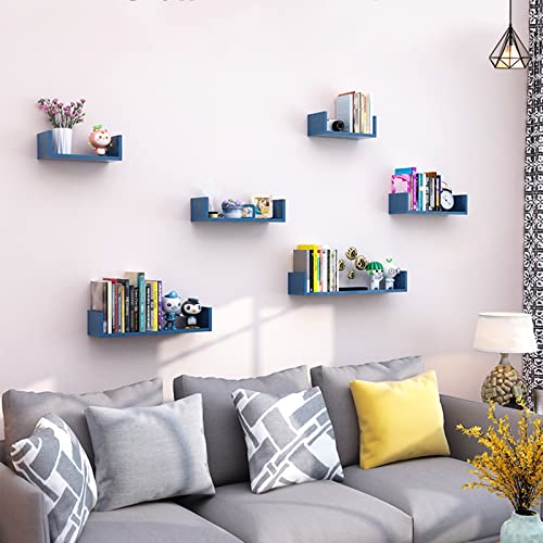 JDMTM Floating Shelves Floating Shelves Wall Mounted Set of 3 Rustic Wood Shelves for Wall Storage for Bedroom Bathroom Living Room Kitchen Laundry Room Storage & Decoration 11.8in,15.7in,23.6in Blue