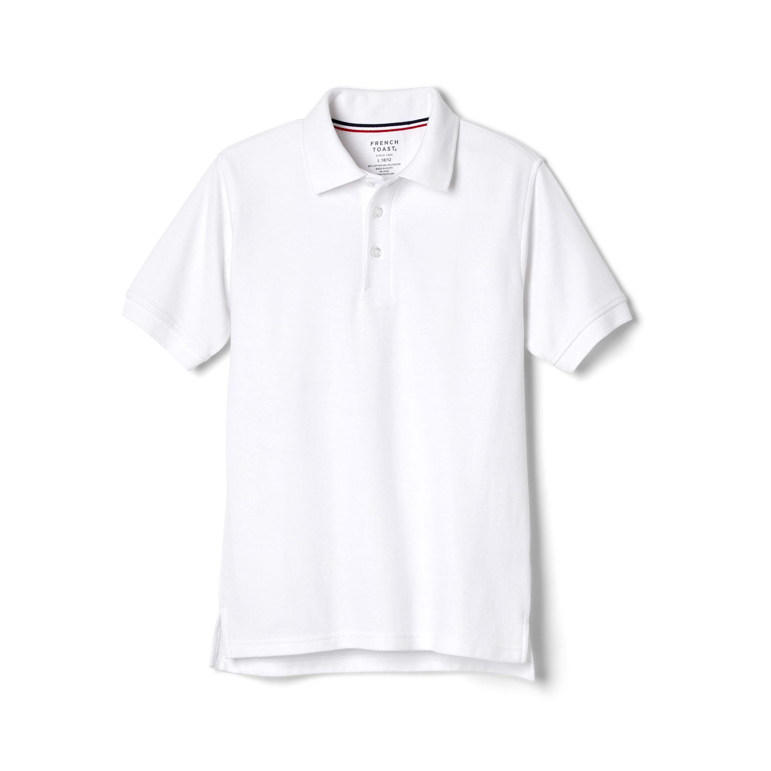 French Toast Boys' Short Sleeve Pique Polo Uniform Shirt (Standard & Husky), White, 6-7